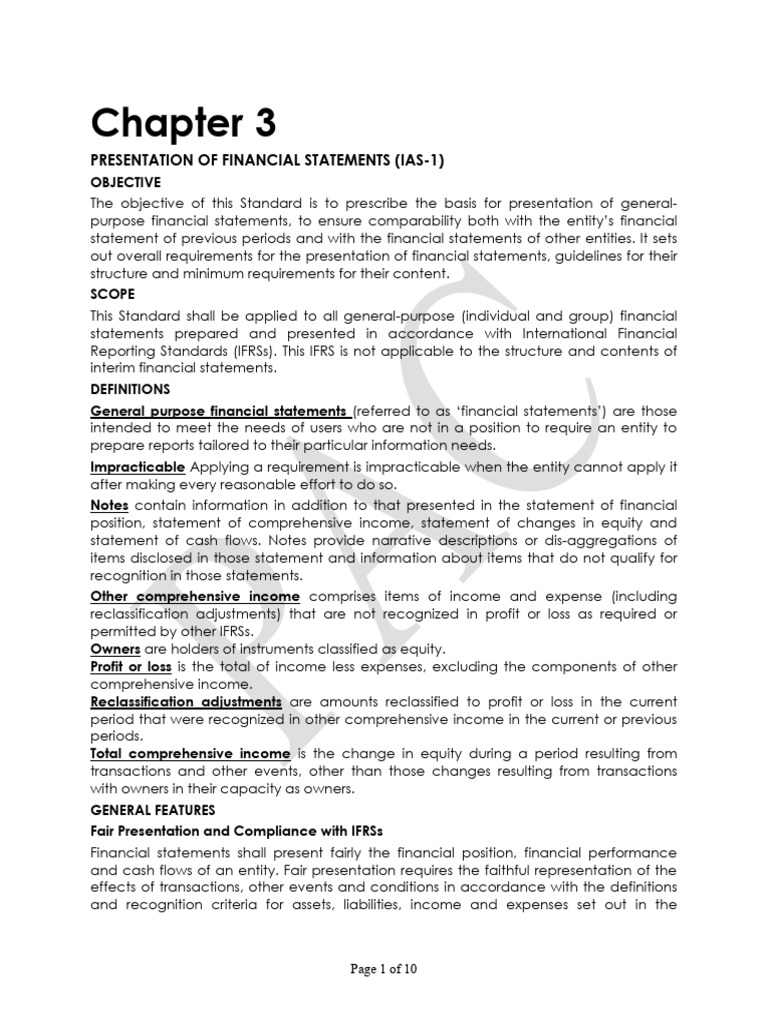 Chapter 3 - IAS 1 | PDF | Going Concern | Income Statement