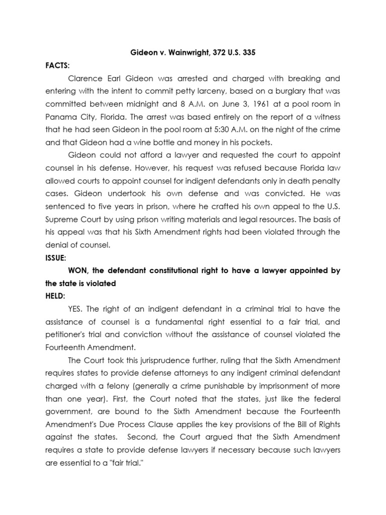 Gideon v. Wainwright, 372 U.S. 335 | PDF