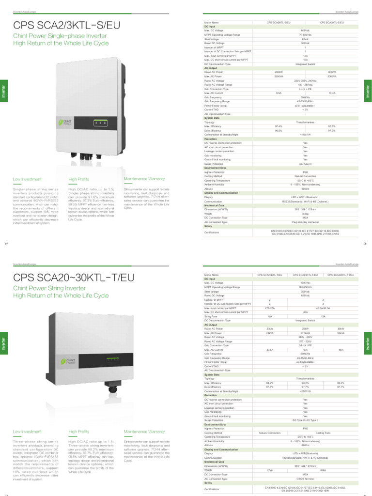CHINT 3 20 30 KTL b8db2f8315 PDF | PDF | Power Inverter | Mains Electricity