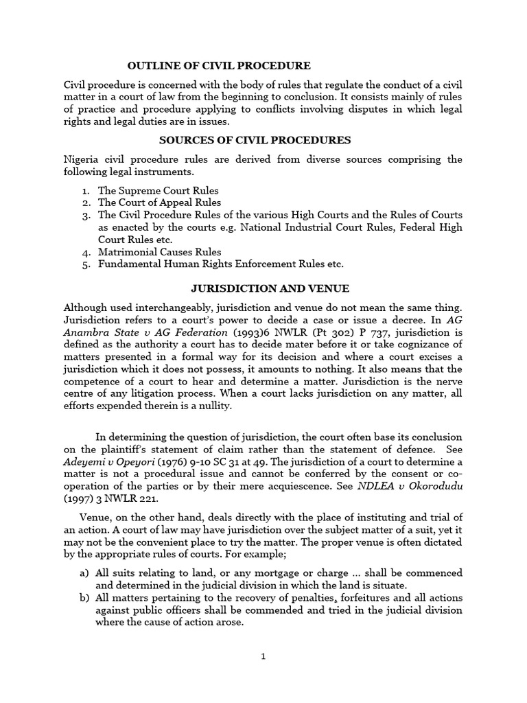 Outline of Civil Procedure (Autosaved) .Docx 2 | PDF