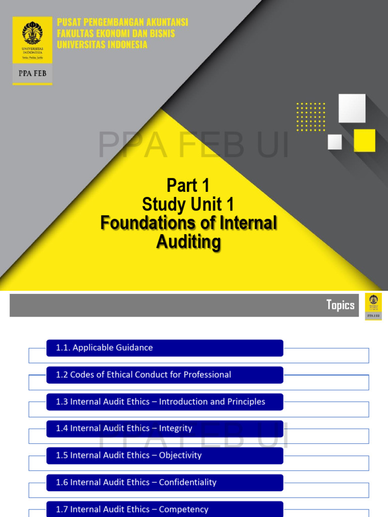 Part 1 - SU 1 Foundations of Internal Auditing | PDF | Internal Audit ...