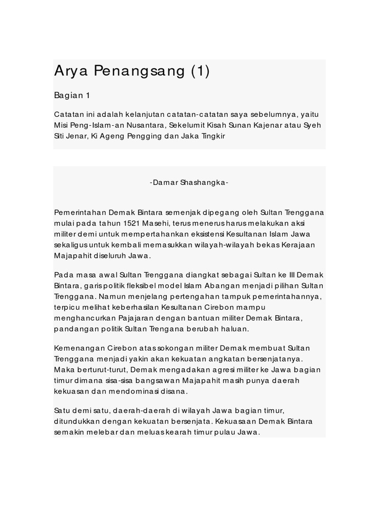 01 Arya Penangsang Full (Tamat) | PDF