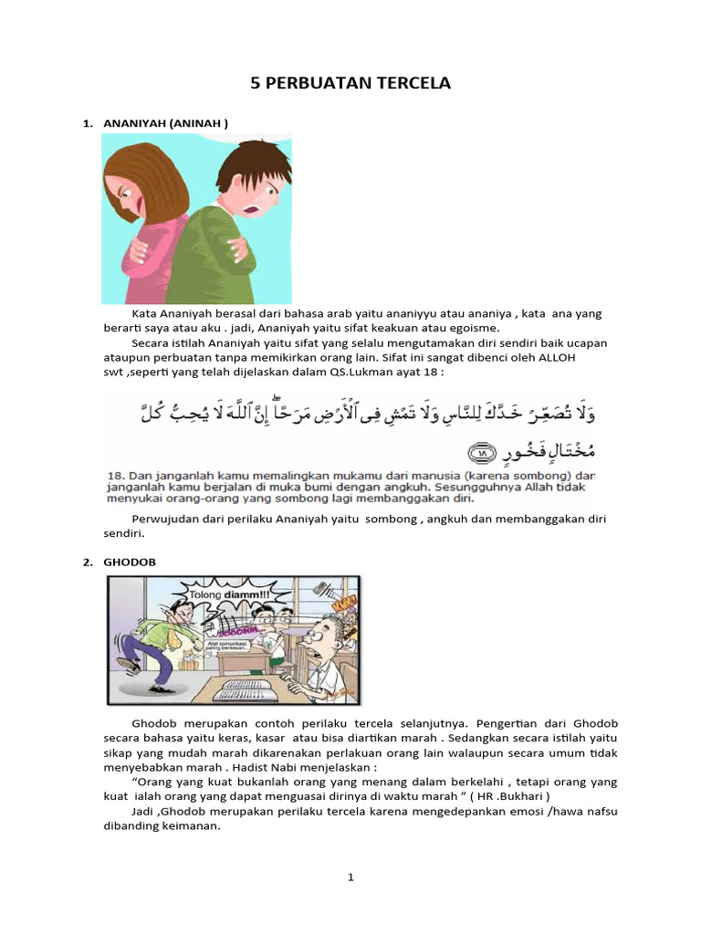 5 Perilaku Tercela dalam Kehidupan | PDF