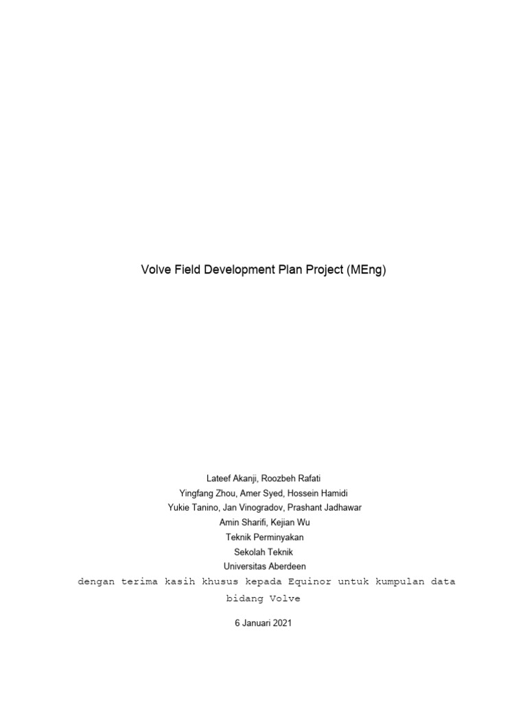 Volve FDP Project Tasks 1 To 11 MEng | PDF