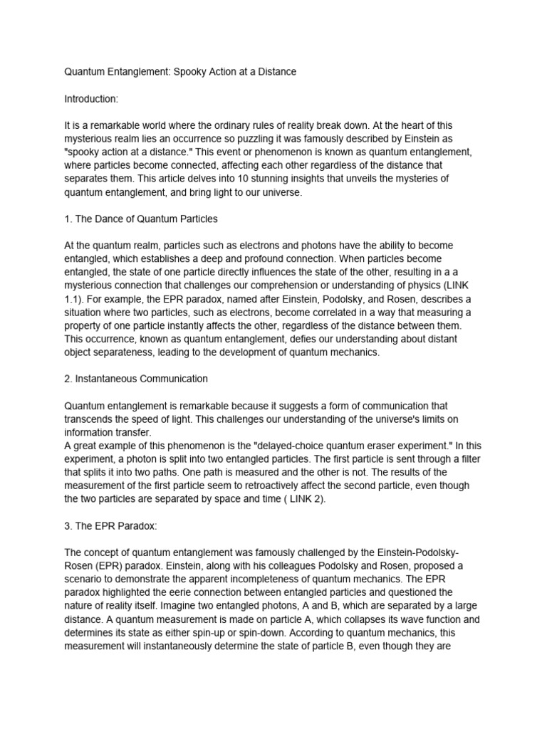 Understanding Quantum Entanglement Insights | PDF | Quantum ...