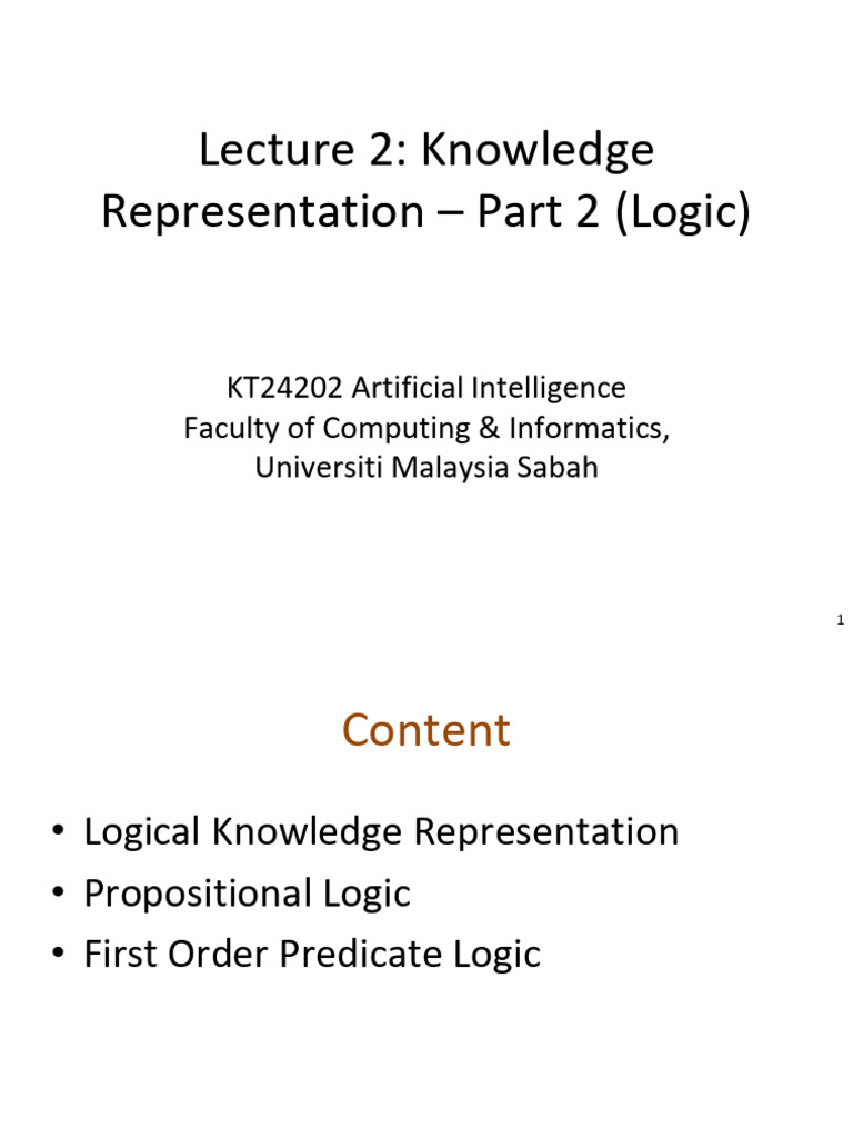 L02 - Knowledge-Rep - Part 2 | PDF | First Order Logic | Logic