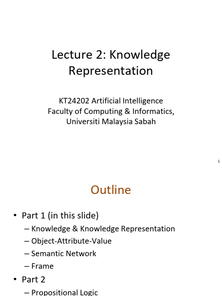 L02 - Knowledge-Rep - Part 1 | PDF | Knowledge Representation And Reasoning | Knowledge