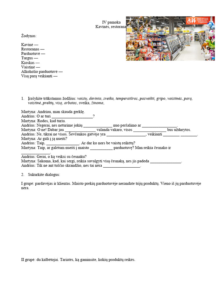 IV Pamoka. Maistas | PDF