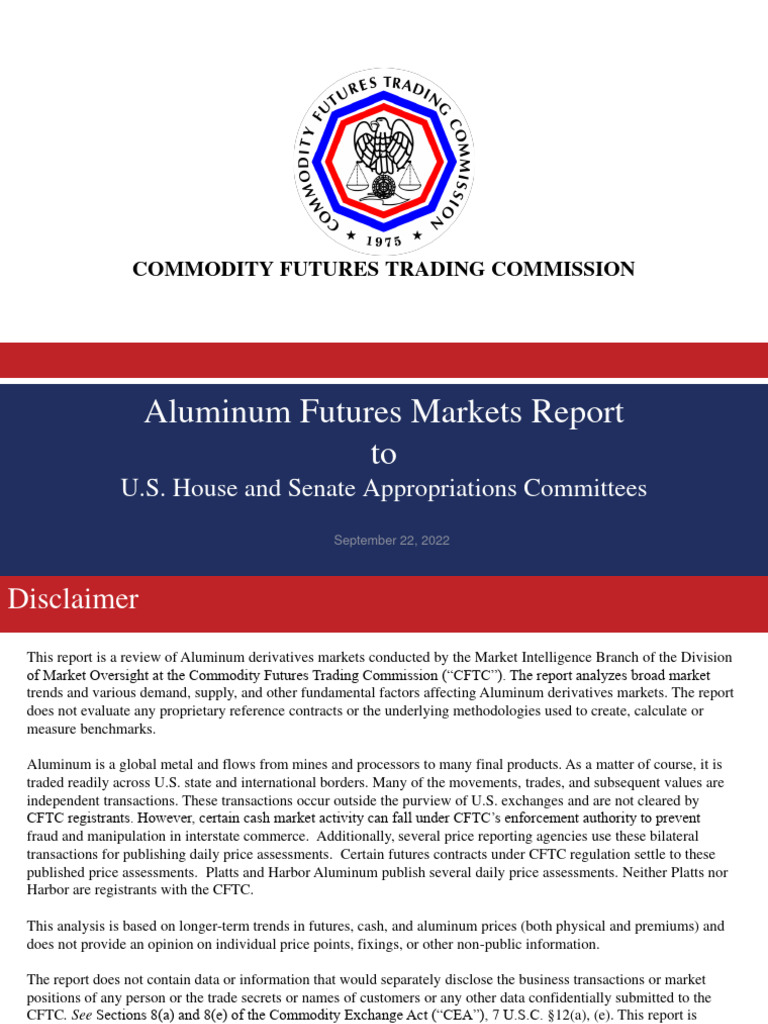 Aluminum Report 2022 | PDF | Commodity Futures Trading Commission | Futures Contract