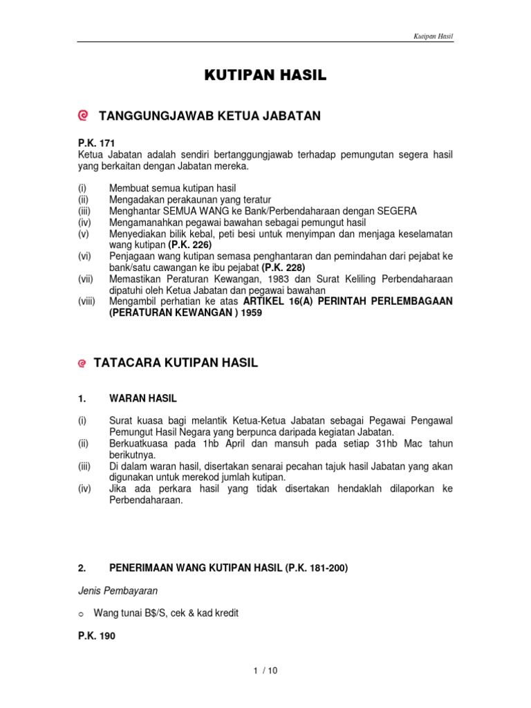 Nota Kutipan Hasil | PDF