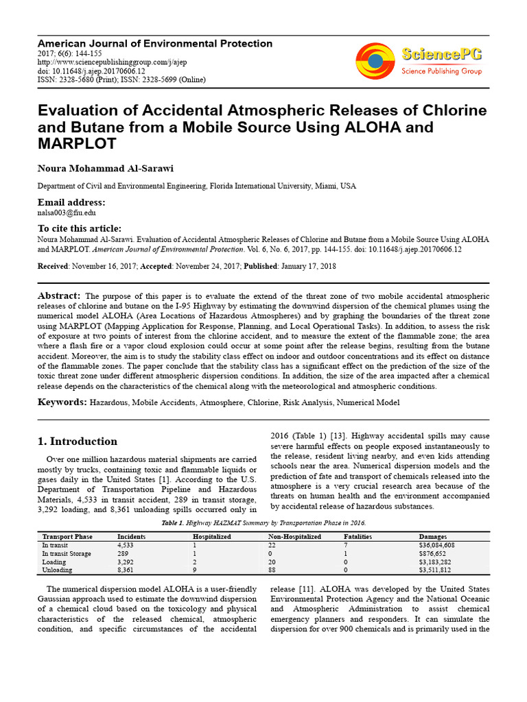 Chlorine Butane Realise ALOHA | PDF | Dangerous Goods | Toxicity