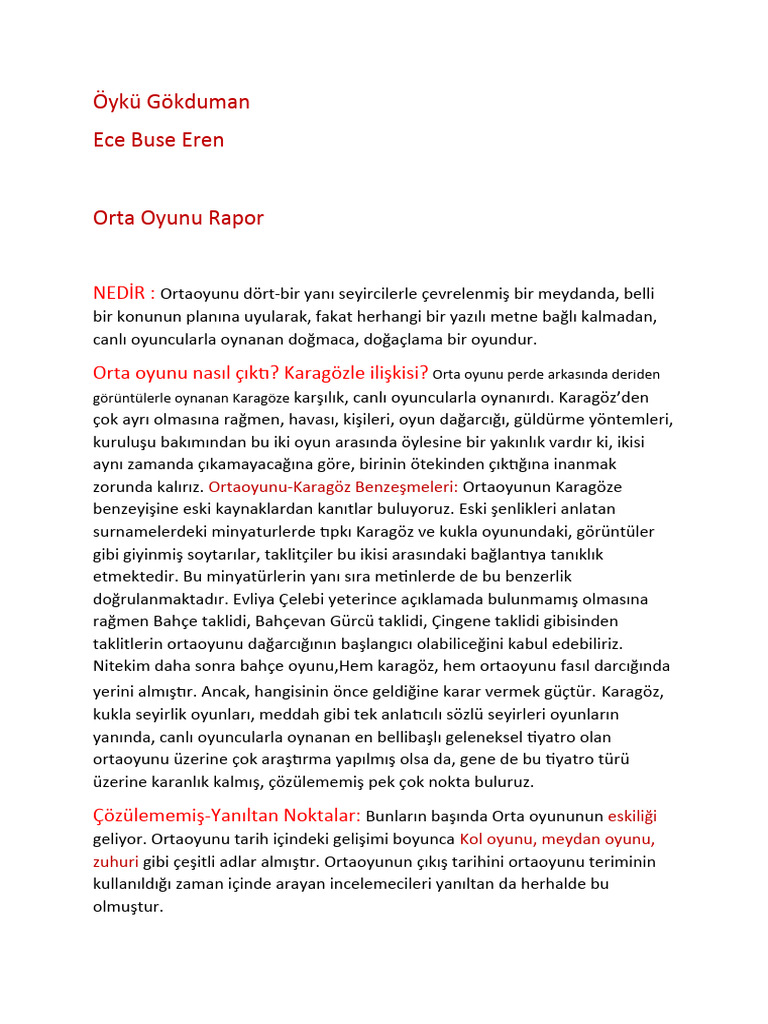 Orta Oyunu | PDF