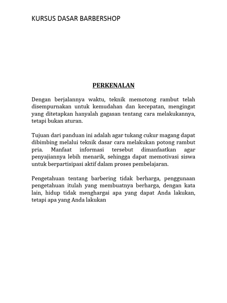 Panduan Dasar Barber | PDF
