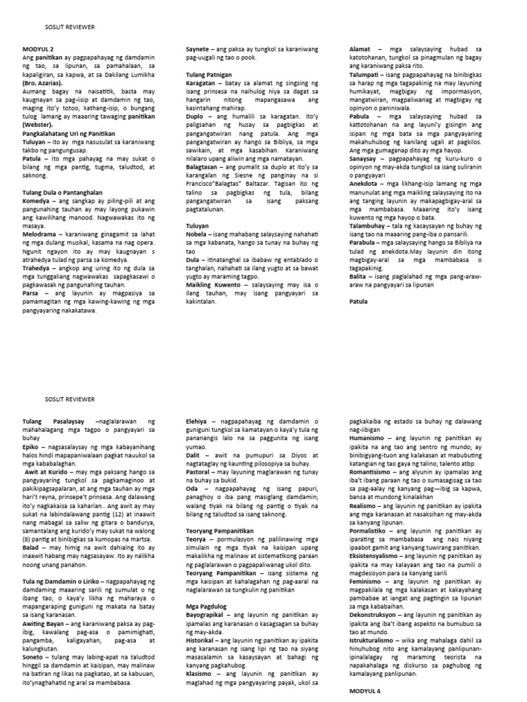 Soslit Reviewer | PDF