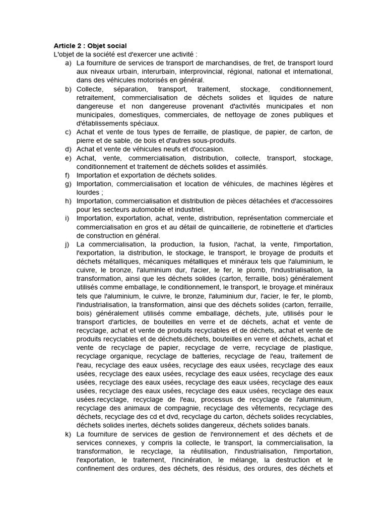 Objet Social | PDF