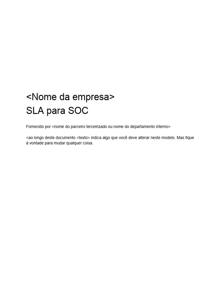 SOC SLA Template v1 Idc2bp | PDF
