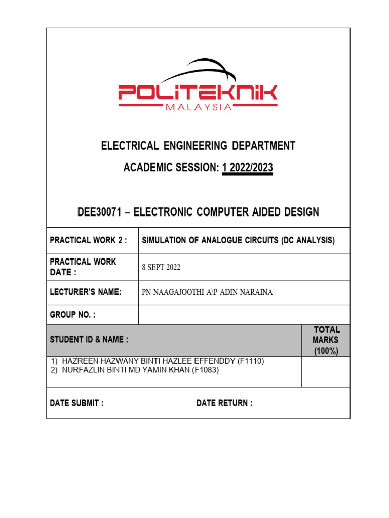 Practical Work 2 Ecad | PDF