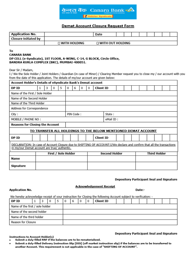 Demat Closure Cum Sign Attestation | PDF