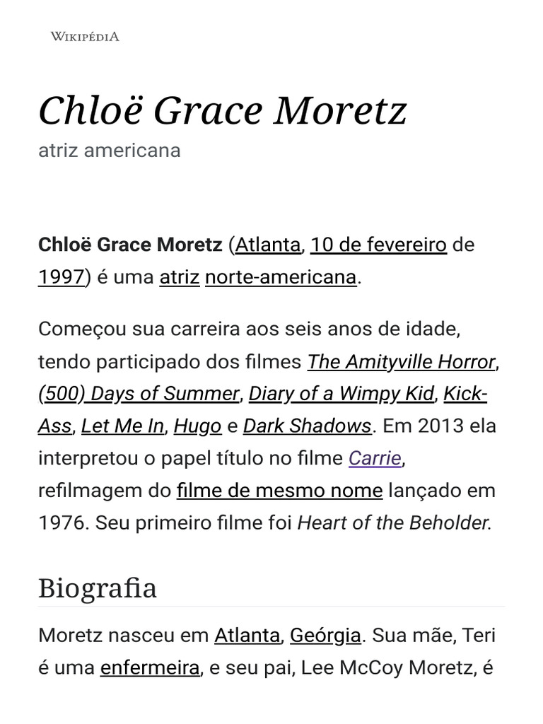 Chloë Grace Moretz - Wikipédia, A Enciclopédia Livre | PDF