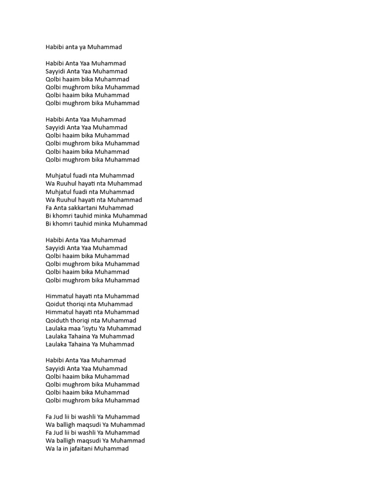 Habibi Anta Ya Muhammad | PDF
