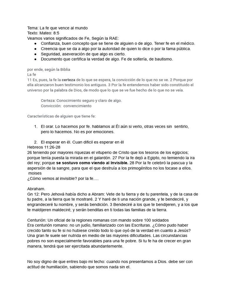 La fe que transforma y vence al mundo | PDF | Fe | Pecado
