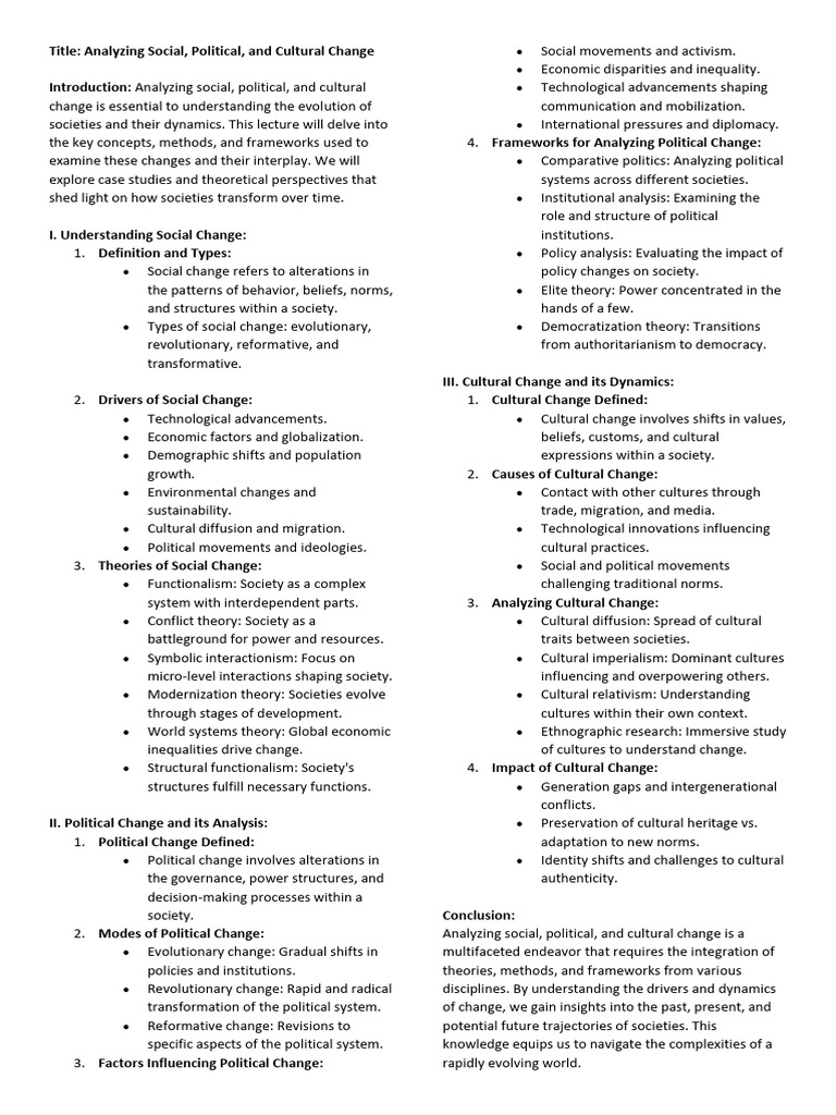 Analyzing Social Political and Cultural Change | PDF