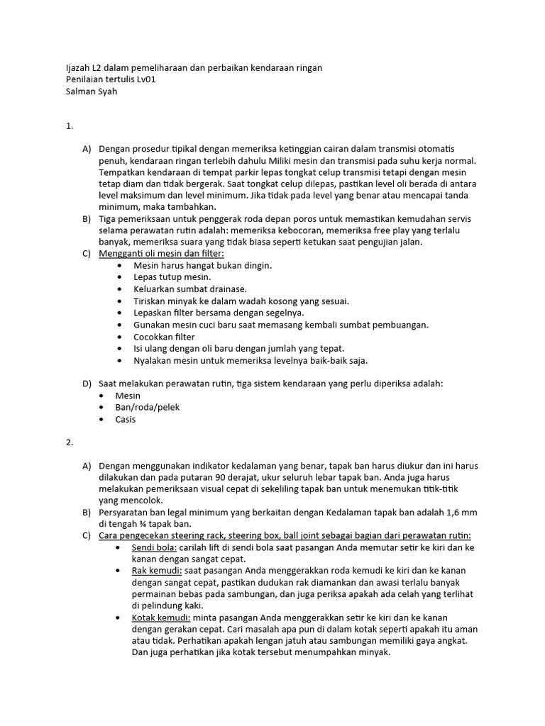 Penilaian Tertulis lv01 | PDF