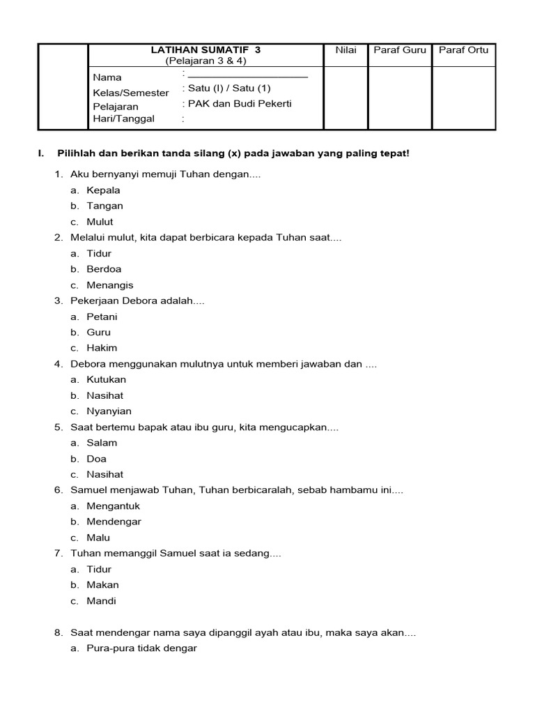 Latihan Pel. 4.docx PAK | PDF