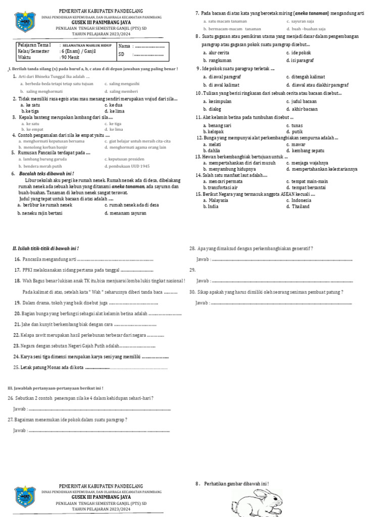 TEMA 1,2. Agama, B.Ingg, B, Sun | PDF