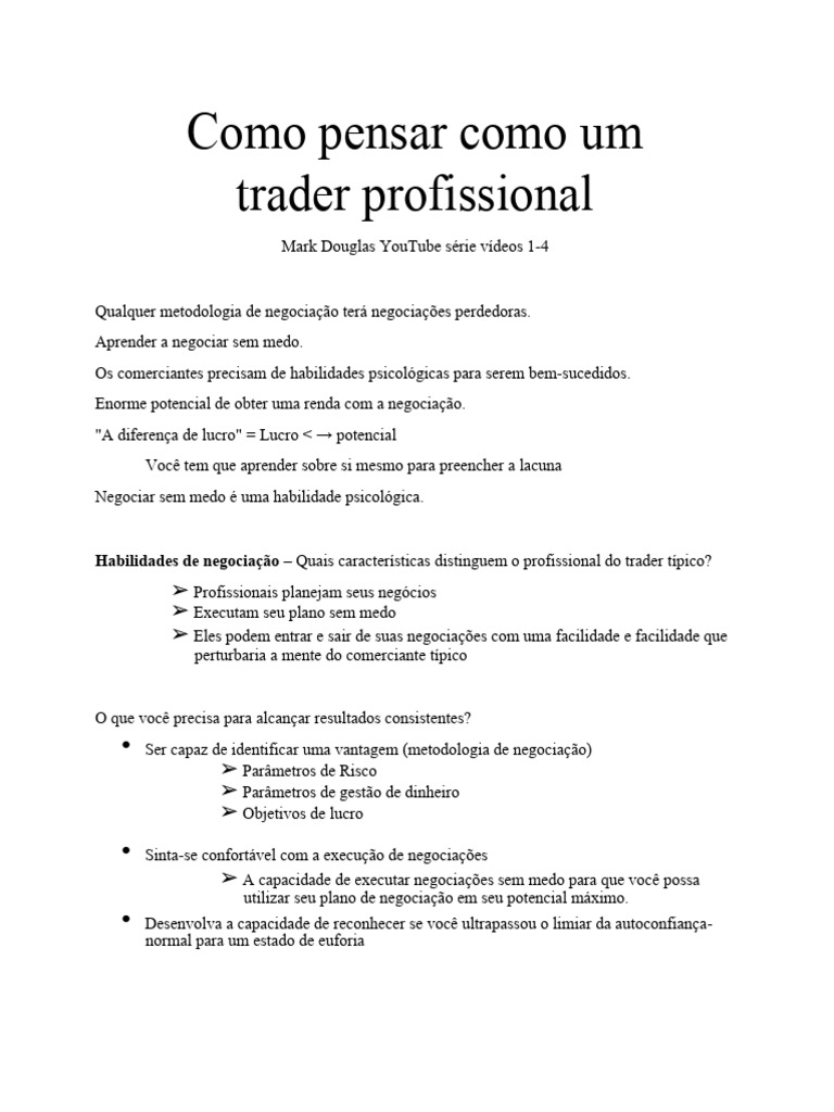How To Think Like A Professional Trader by Mark Douglas Notes | PDF