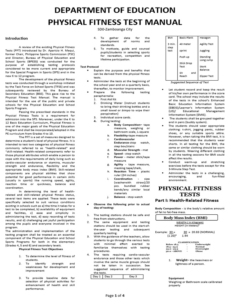 PFT Manual | PDF | Physical Fitness | Arm