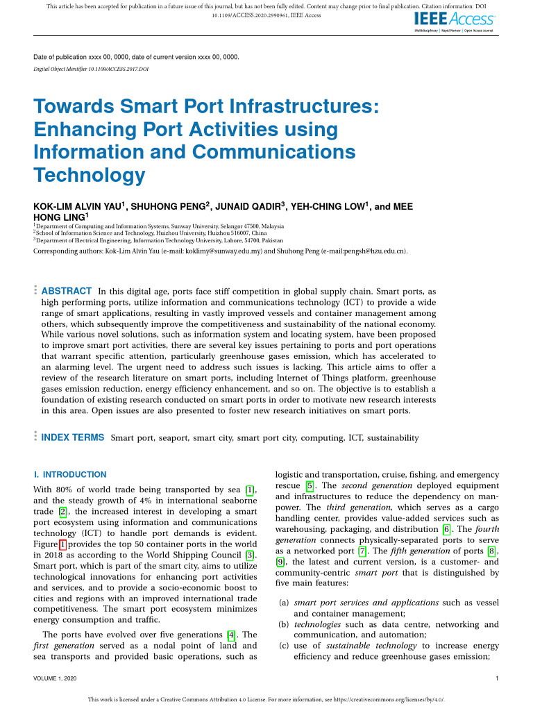 Smart Port Infrastructure Review | PDF | Internet Of Things | Port