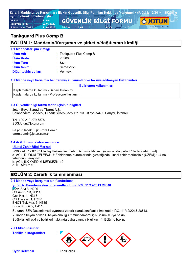 SDS 23500 Tankguard Plus Comp B TR-TR TR | PDF