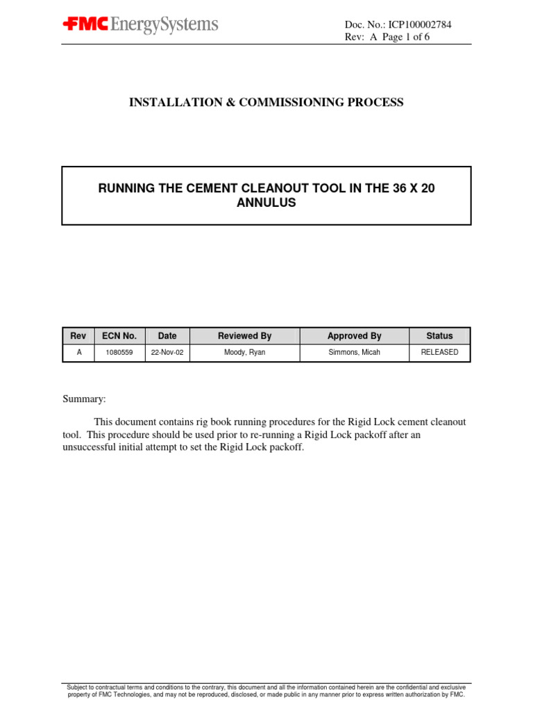 Run The Cement Cleanout Tool | PDF | Equipment | Industrial Processes