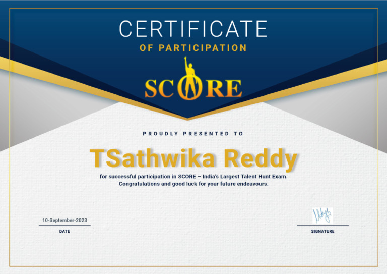 Score Certificate | PDF