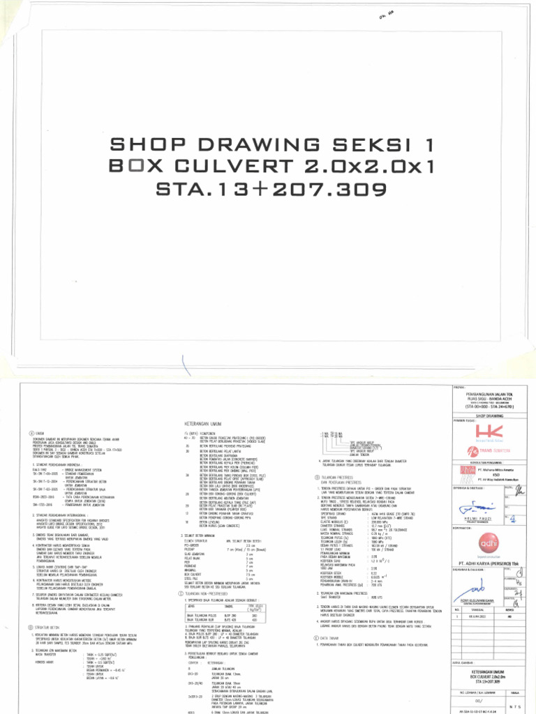 Contoh Shopdrawing Struktur Box Culvert | PDF
