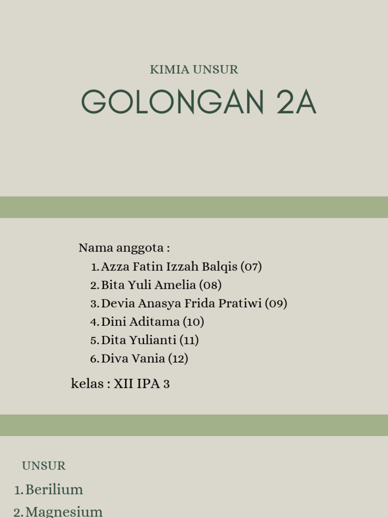Kimia Unsur Golongan 2a | PDF