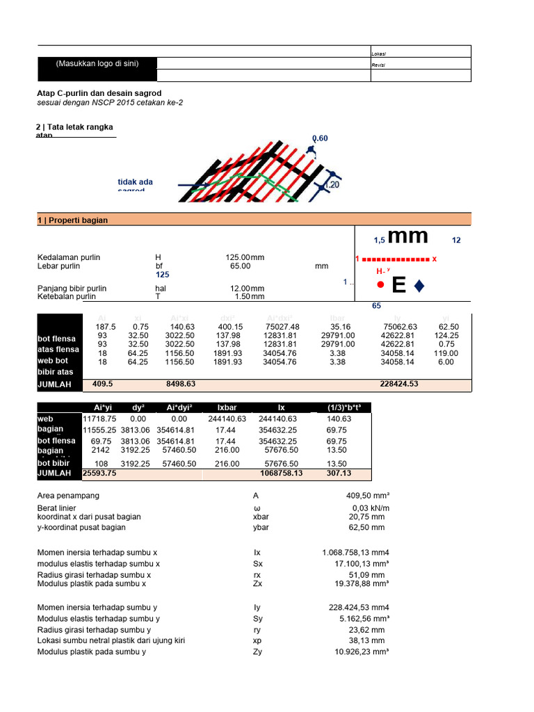 Desain Atap C-Purlin dan Sagrod | PDF