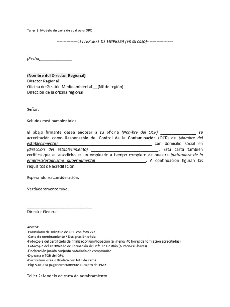 Modelo - Carta de Nombramiento y Aval de Un PCO para Acreditación | PDF