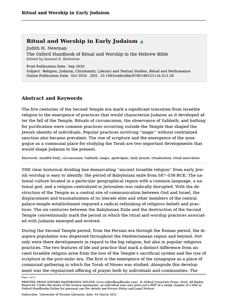 Ritual and Worship in Early Judaism | PDF | Tetragrammaton | Jewish Prayer