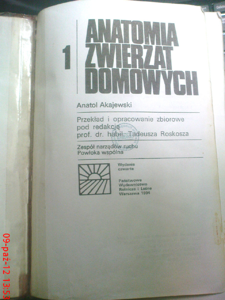 Akajewski A - Anatomia Zwierząt Domowych. T 1 | PDF