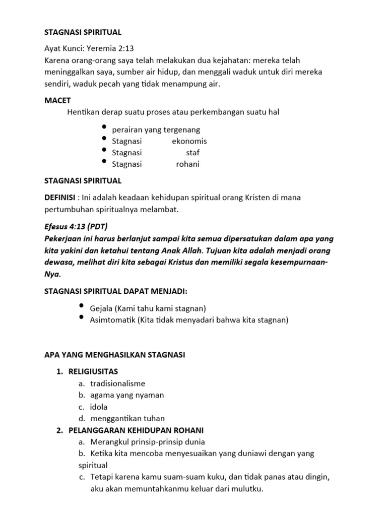 Mengatasi Stagnasi Spiritual dalam Iman | PDF