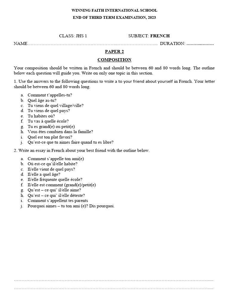 French JHS 1 | PDF | Language Arts & Discipline