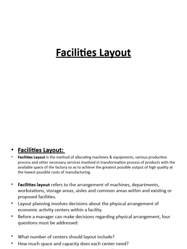 Facility Layout, PPT | PDF | Inventory | Secondary Sector Of The Economy