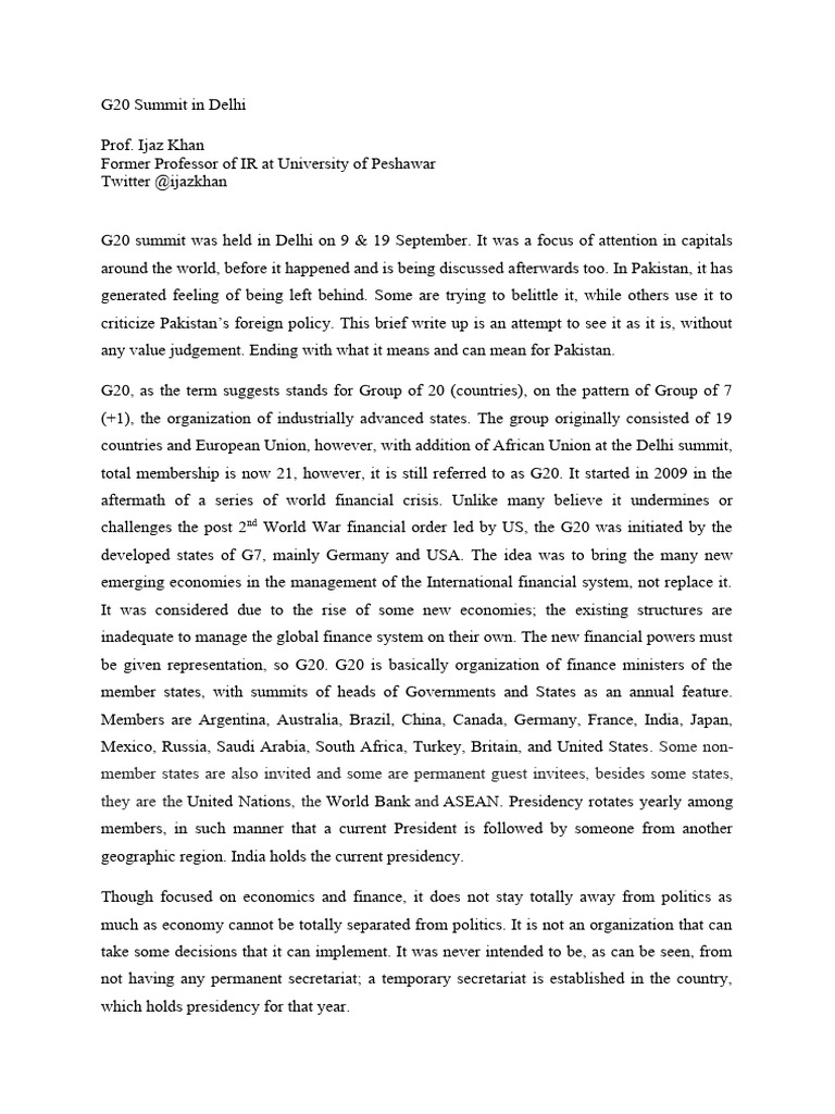 G20 Summit in Delhi 2 | PDF | International Relations | Global Politics