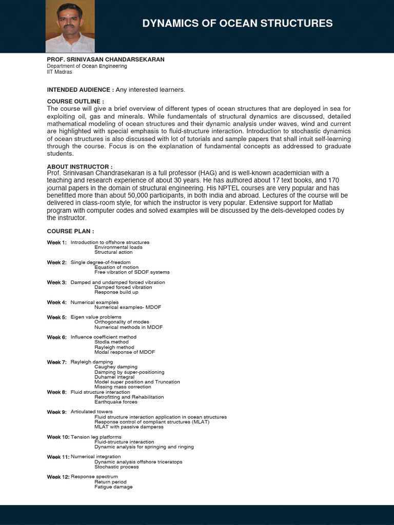 Dynamics of Ocean Structures | PDF