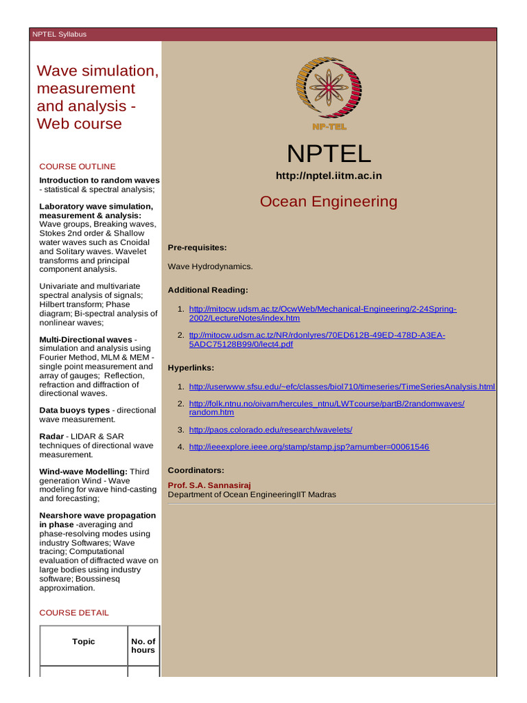 Wave Simulation Measurements And Analysis Pdf Waves Wavelet