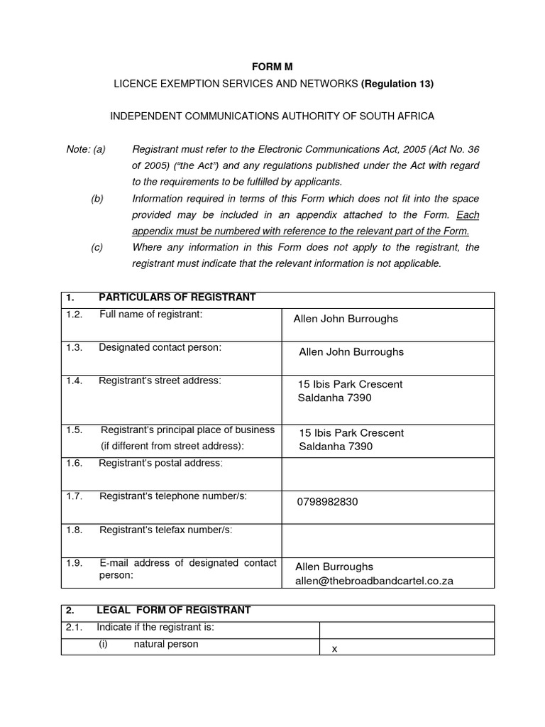 Licence-exemption-Application-form-for-services-and-networks-ecns-and ...