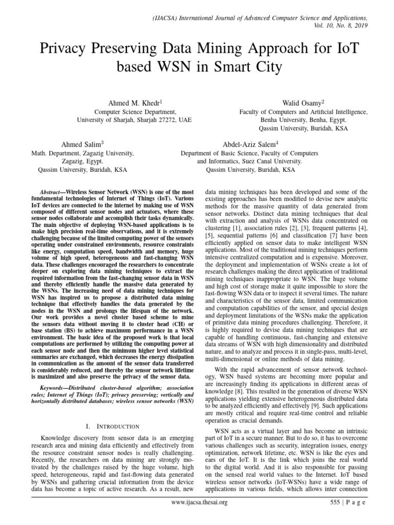 Paper 73 Privacy Preserving Data Mining Approach For Iot Pdf Wireless Sensor Network