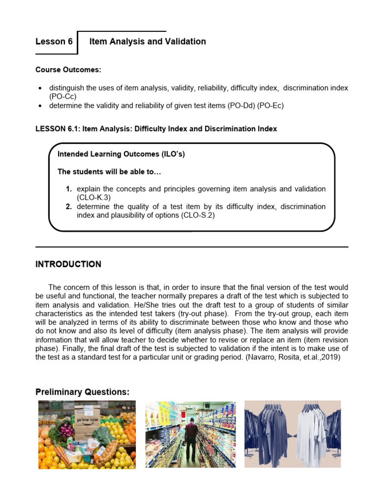 Lesson 6.1 Item Analysis and Validation 3 | PDF